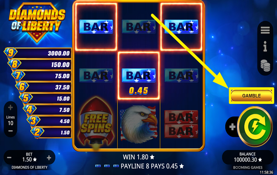 Diamonds Of Liberty Slot by Booming Games | Play for Free