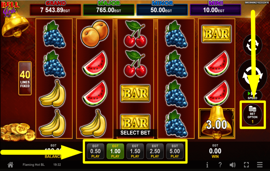 Flaming Hot Bell Link Spielautomat von EGT Digital | Kostenlos spielen