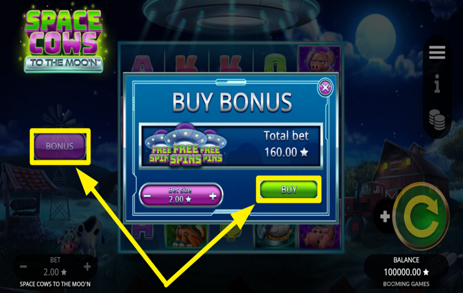 Space Cows To The Moon Slot by Booming Games | Play for Free