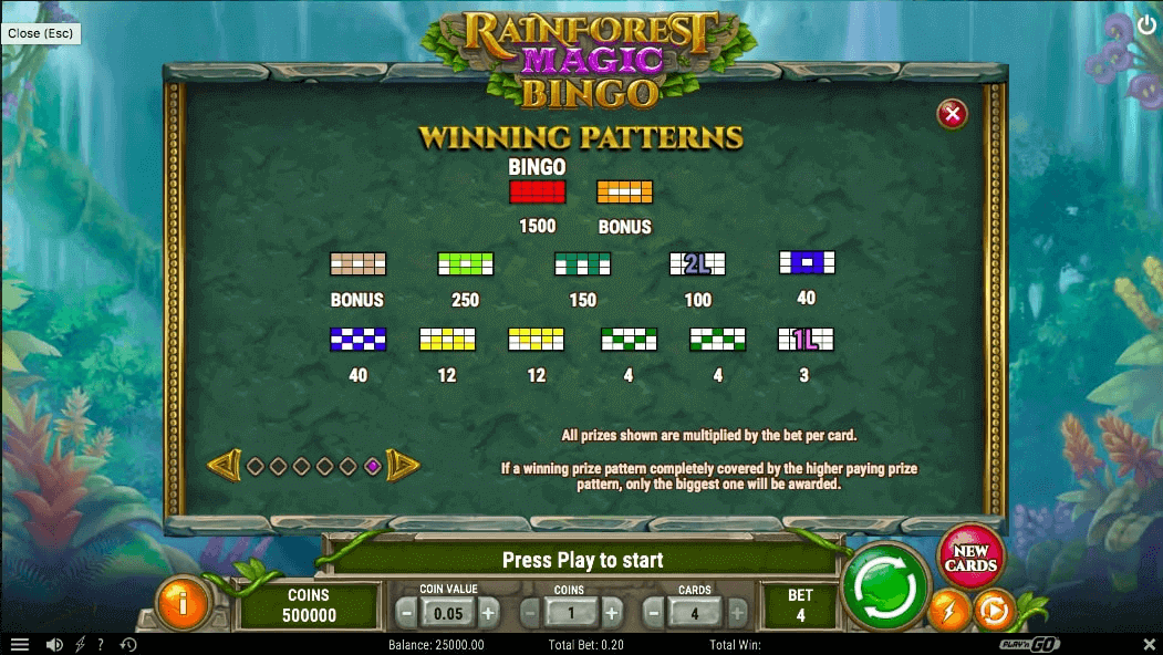 Rainforest Magic Bingo by Play N GO | Play for Free